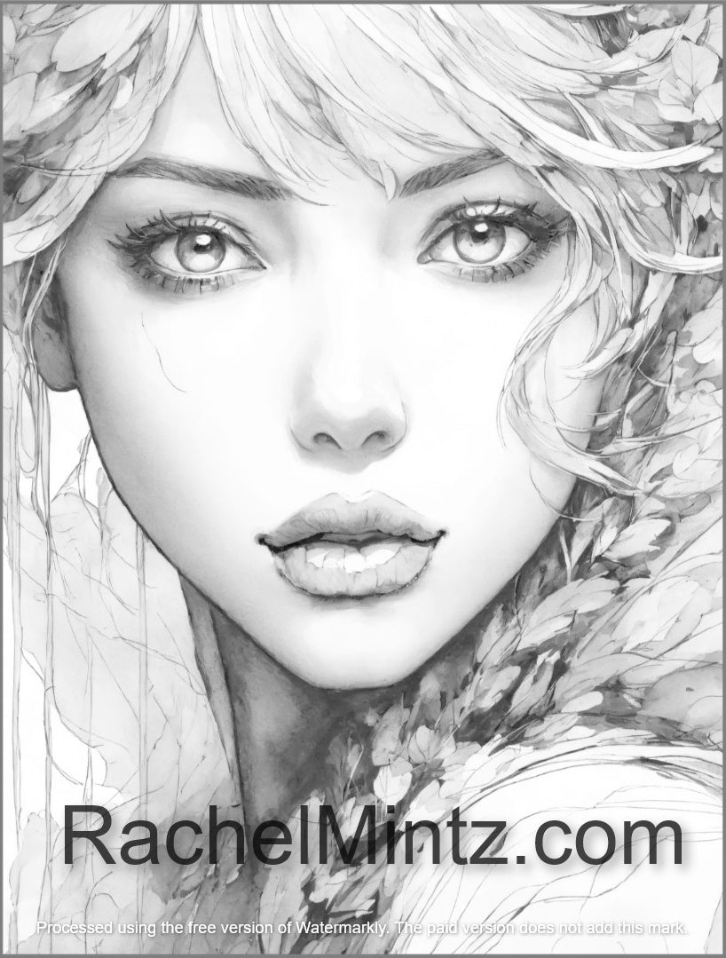 Breathtaking Beauties - Gorgeous Portraits Coloring Book, Rough Pencil ...