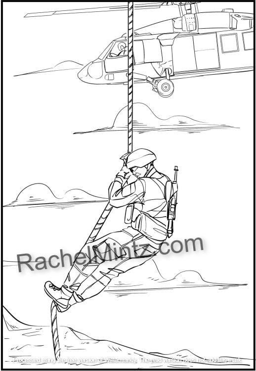 Combat Zone - Action Packed Military, PDF Coloring Book For Adults ...