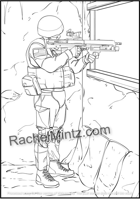 Combat Zone - Action Packed Military, PDF Coloring Book For Adults ...