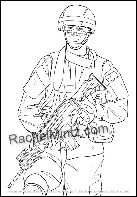 Combat Zone - Action Packed Military, PDF Coloring Book For Adults ...