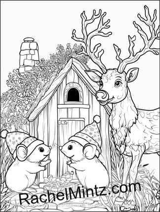 Cute Mice Christmas Party Coloring Book - Cozy Festive Winter Scenes ...