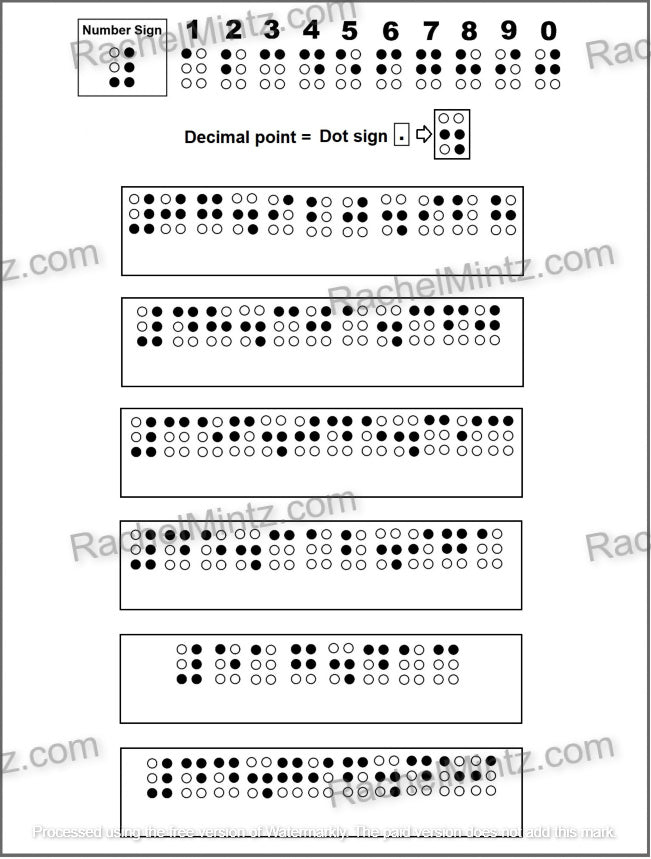 Beginners Braille Tutorial for The Sighted (Digital PDF Pages) Grade 1 – Rachel Mintz Coloring Books