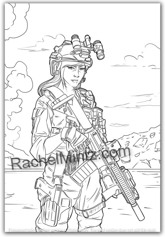 Heroes Under Fire - Military Combat Scenes, PDF Coloring Book For Teen ...