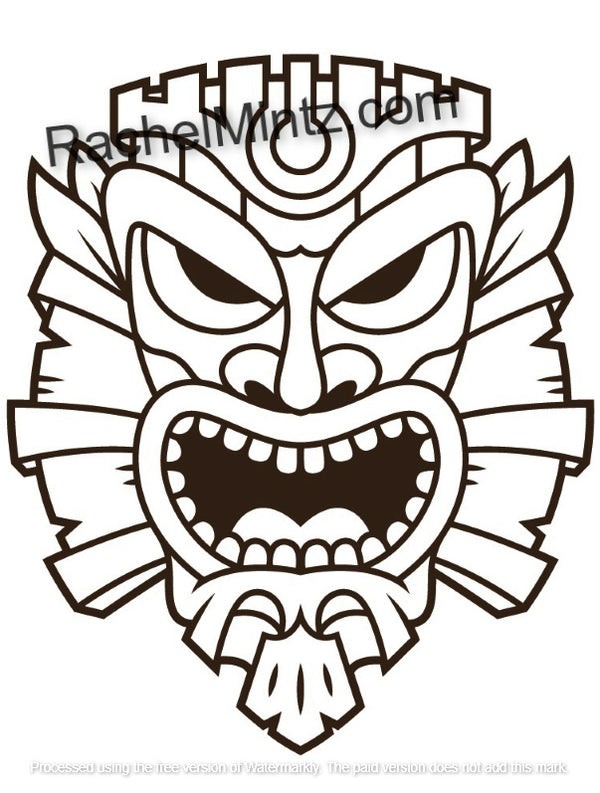 Hawaiian Masks - EASY Large Print PDF Coloring Book For Seniors or Vis ...
