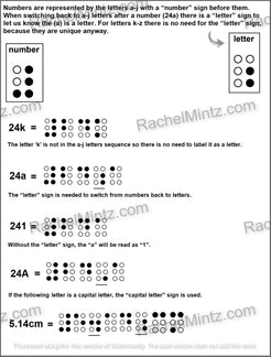 Beginners Braille Tutorial for The Sighted (Digital PDF Pages) Grade 1 – Rachel Mintz Coloring Books