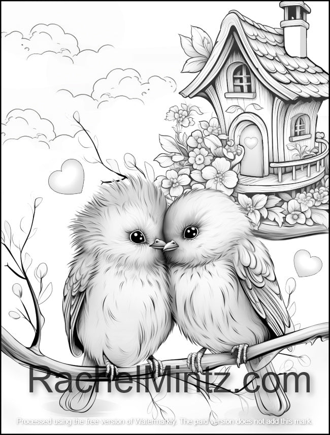 Love Birds, Valentine’s Day Coloring Book, Whimsical Birds & Romantic ...