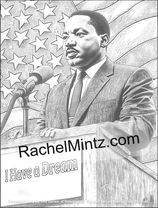 Martin Luther King Jr. - Coloring Page – Rachel Mintz Coloring Books