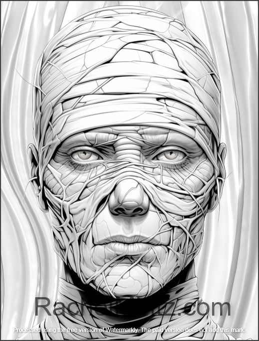 Mummies - Grayscale Coloring Book, Ancient Egypt Horror, Creepy Egypti ...