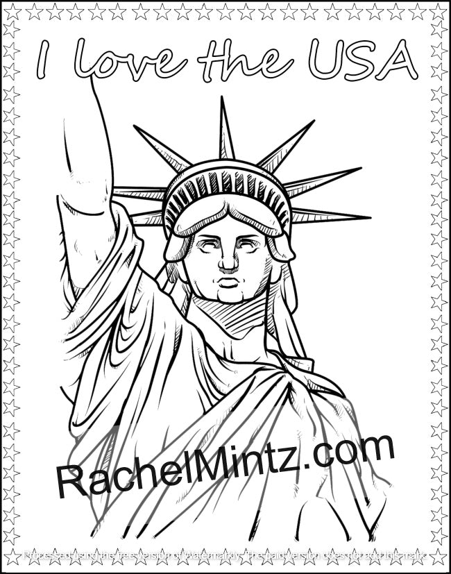 Patriotic USA Independence Day Coloring Book (Digital PDF Book ...
