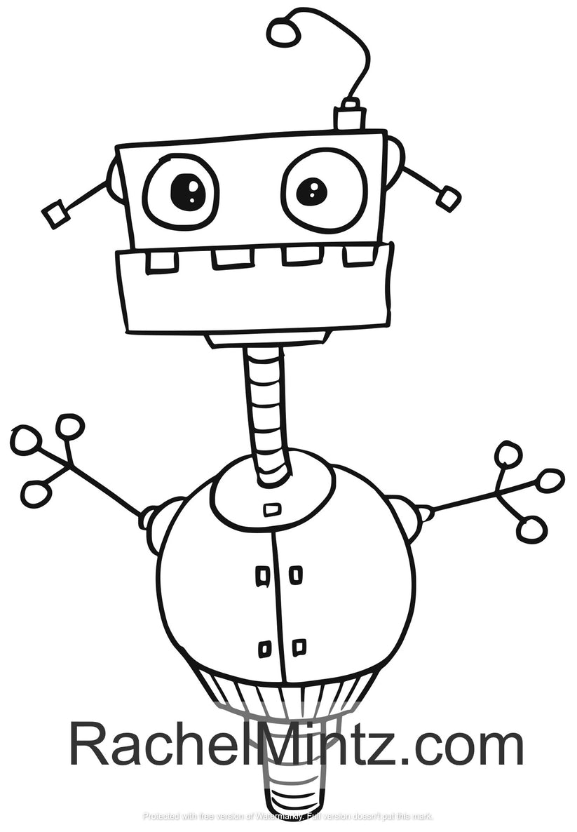 100 Robots! Coloring Book For Toddlers & Kids Ages 3-5 (Digital Printa ...