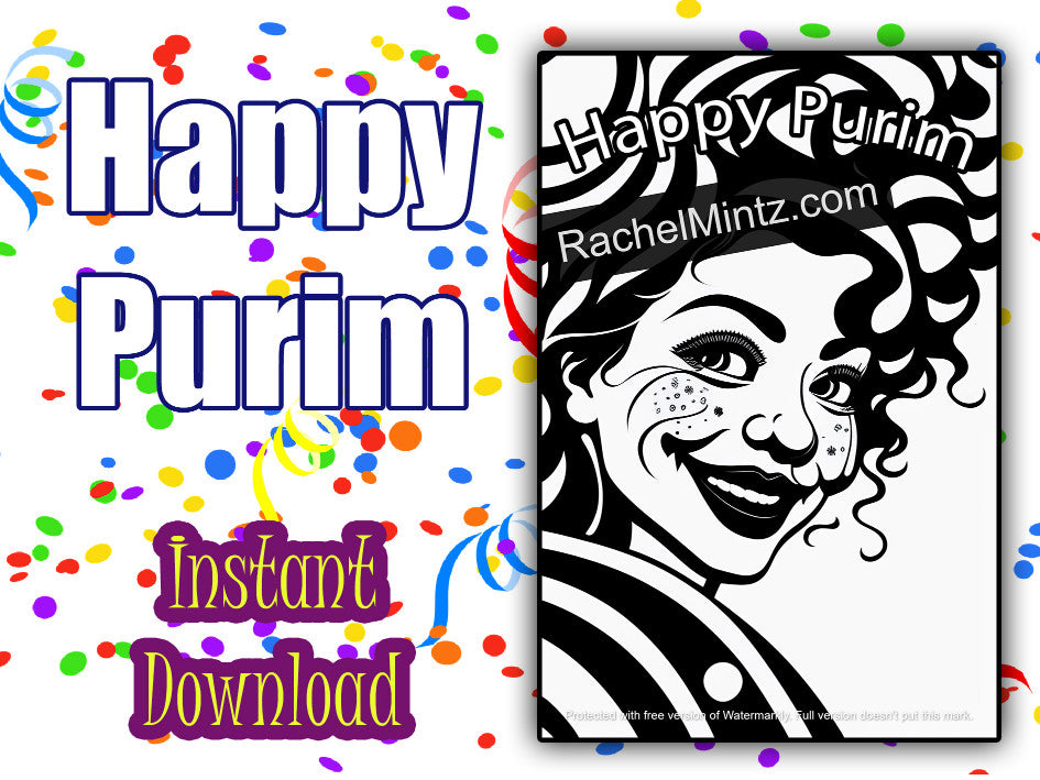 Easy Purim Coloring - Large Print For All Ages, Celebrate With Esther ...