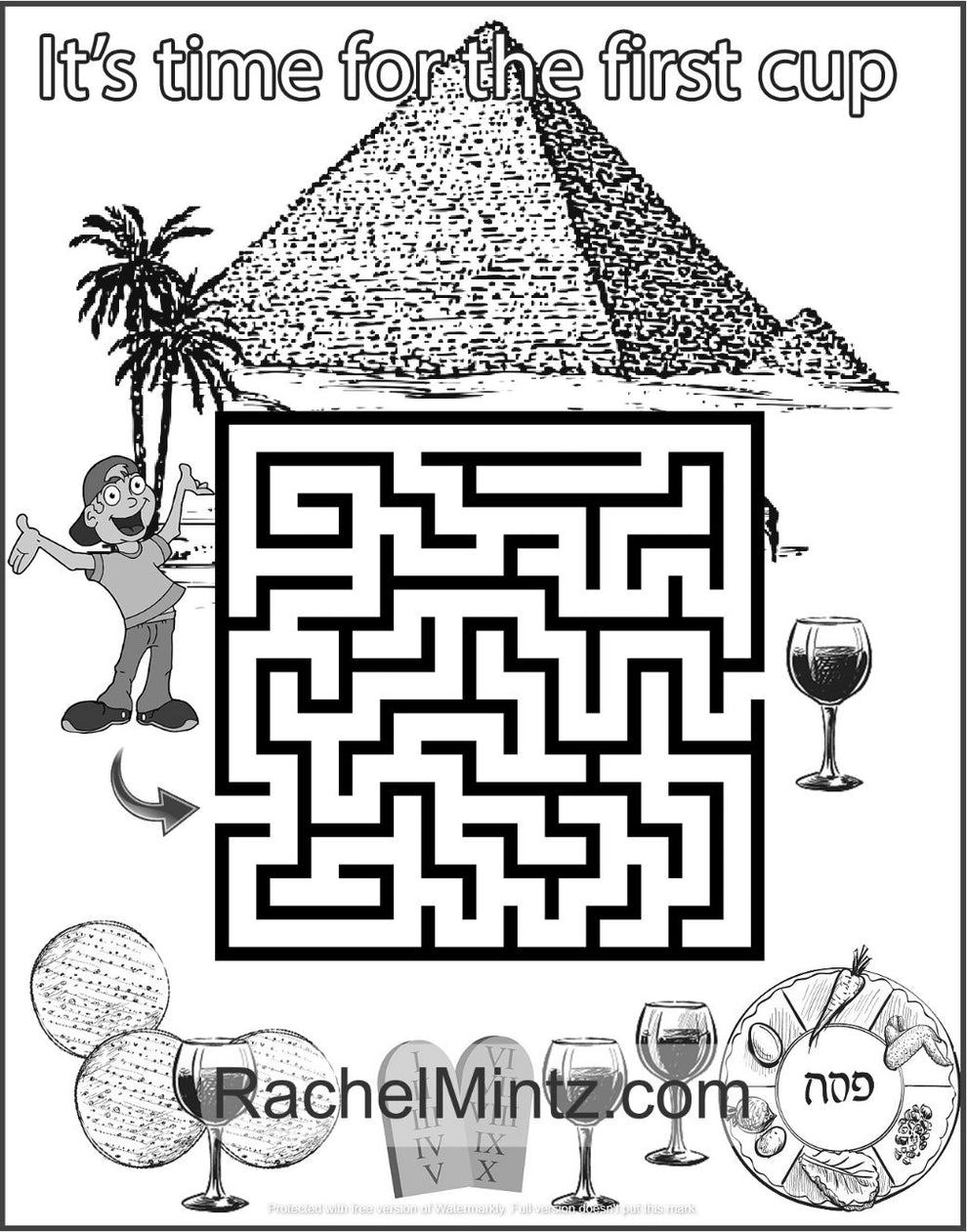 50 Passover Mazes - Activity Pages For Pesach, Seder Activity For Kids ...