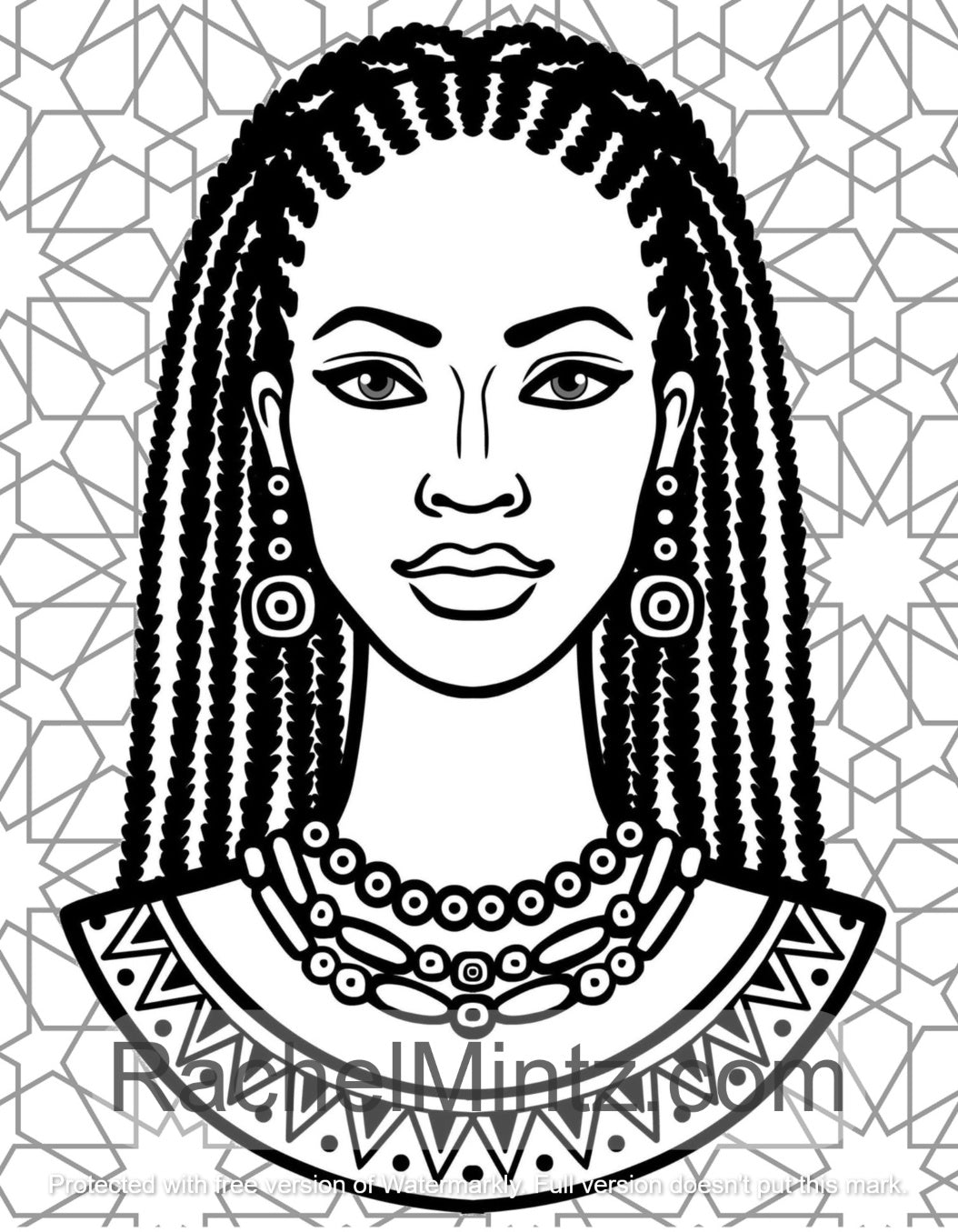 African Beauty - Afro Women Portraits - PDF Coloring Book – Rachel ...