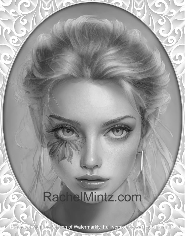 Angelic Beauties 2 - Grayscale Coloring for Adults (Digital PDF Book ...