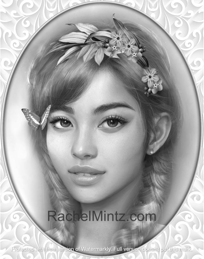 Angelic Beauties 2 - Grayscale Coloring for Adults (Digital PDF Book ...