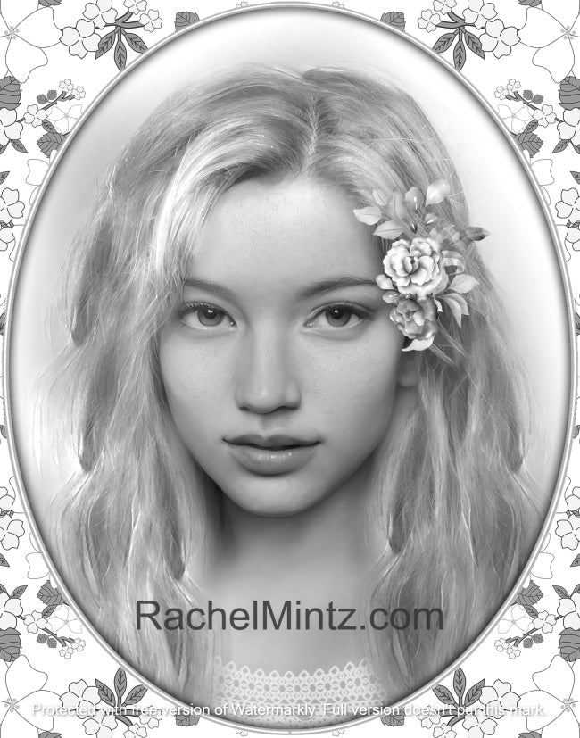 Angelic Beauties 2 - Grayscale Coloring for Adults (Digital PDF Book ...