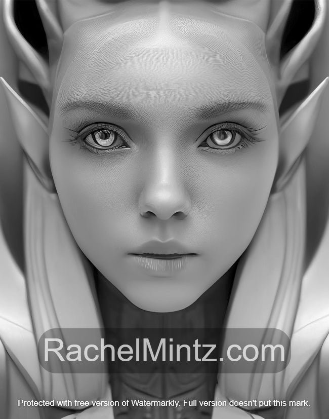 Beautiful Alien Women - Grayscale Coloring Book, 40 Sci Fi Portraits o ...