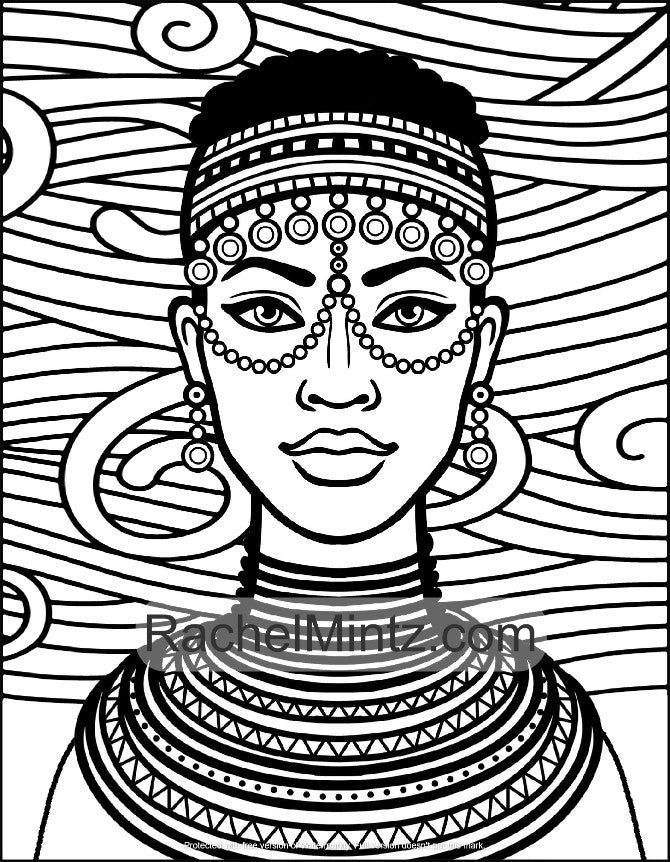 Black Women Coloring Book - 25 Beautiful African Queens (Digital PDF B ...