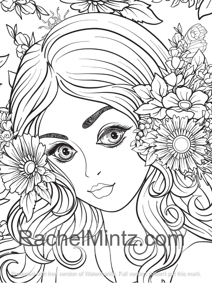 Captivating Eyes - Beautiful Women Portraits - PDF Coloring Book ...