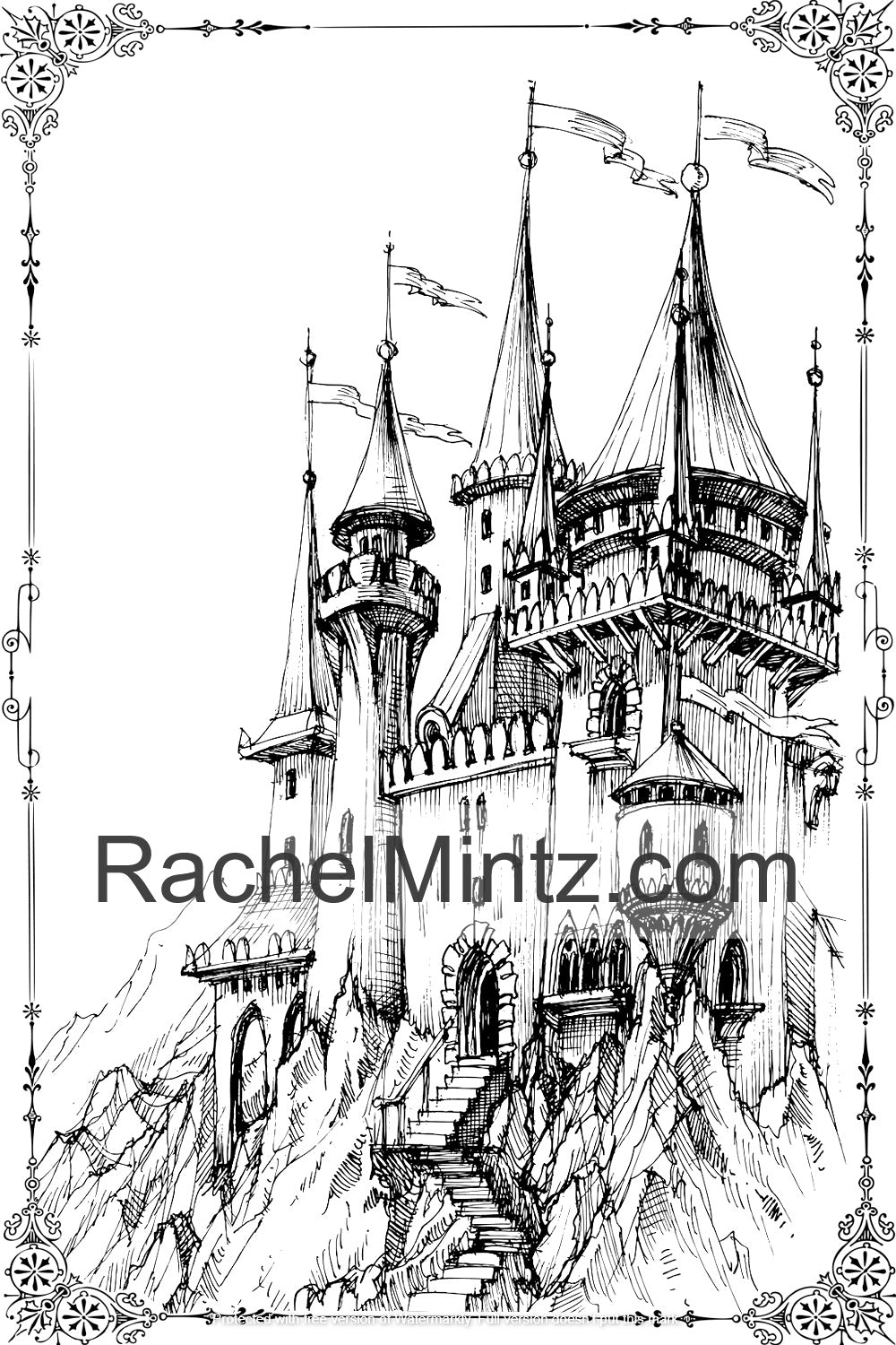Castles & Fortresses - Grayscale Sketches, Gothic Architecture, Fairy ...
