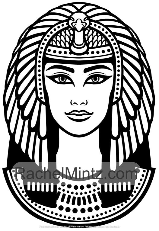 Cleopatra - Grayscale and Outline Art of Ancient Egypt Queen, Printabl ...