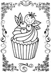 Cupcakes Feast - EASY Large Print, PDF Coloring Book For Adults ...