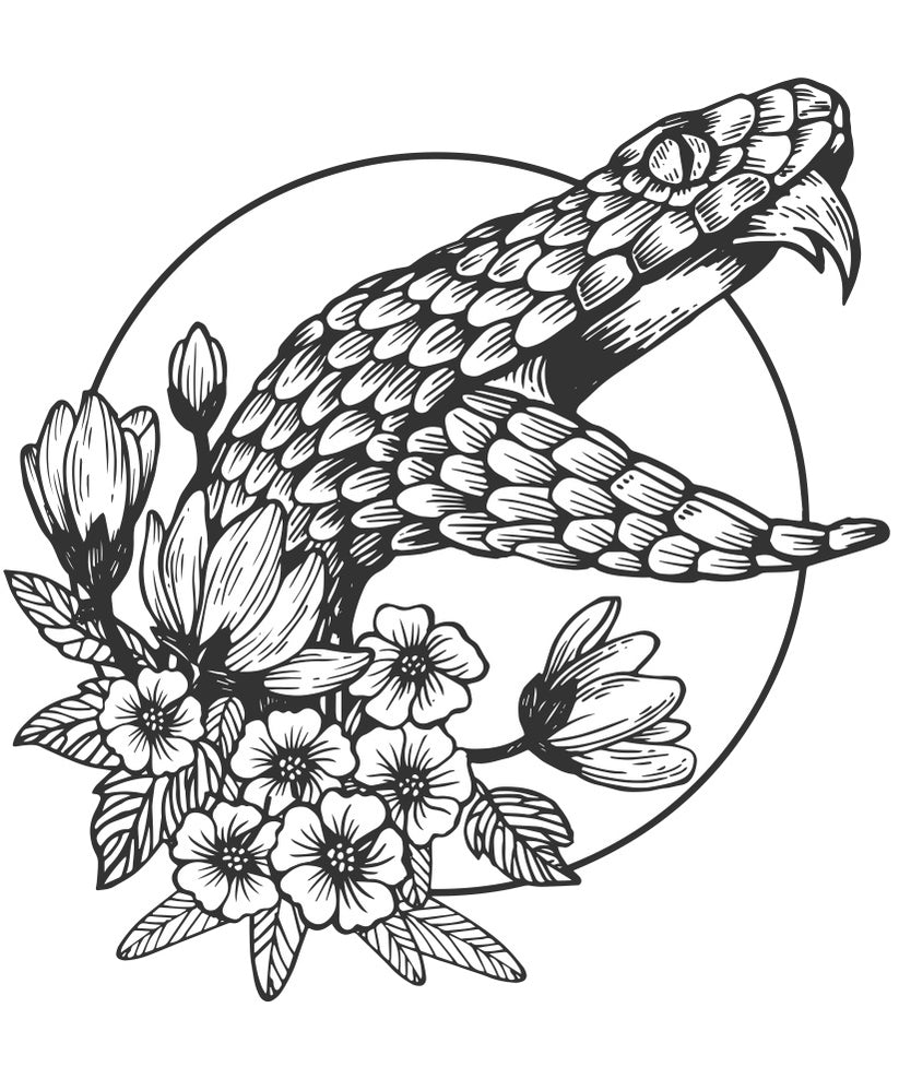 Fangs - Snakes Coloring Book - Dangerous Reptiles Tattoo Designs (PDF ...