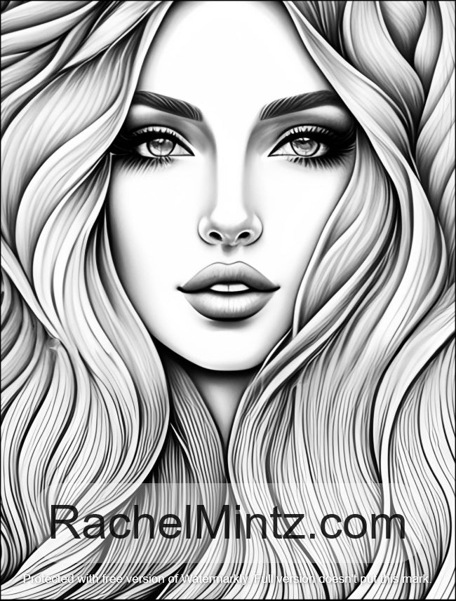 Hair Flow - Wavy Hair Coloring Book, Beautiful Girls With Long Curly S ...