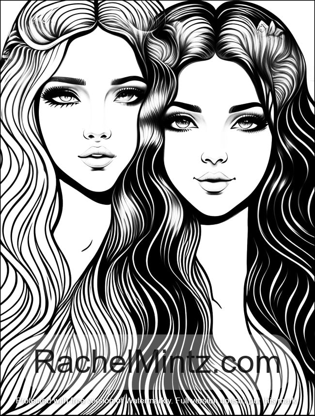 Hair Flow - Wavy Hair Coloring Book, Beautiful Girls With Long Curly S ...