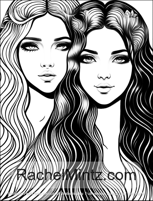 Hair Flow - Wavy Hair Coloring Book, Beautiful Girls With Long Curly S ...