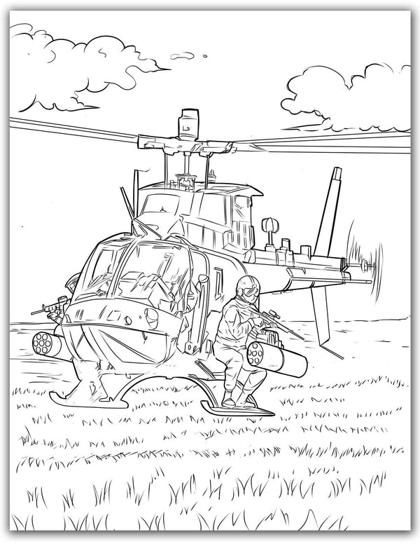 Heroes Under Fire - Military Combat Scenes,, PDF Coloring Book For Tee ...