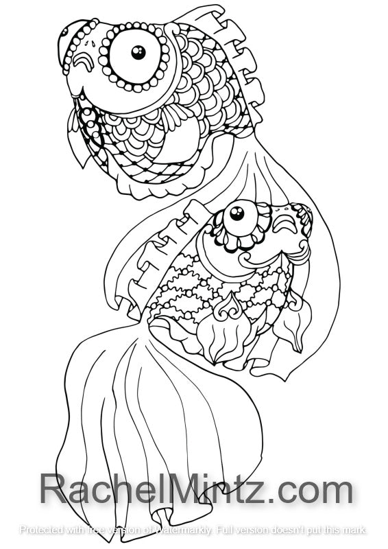Koi Fish Pond - Japanese Gold Fish Coloring (PDF Book) For Adults ...