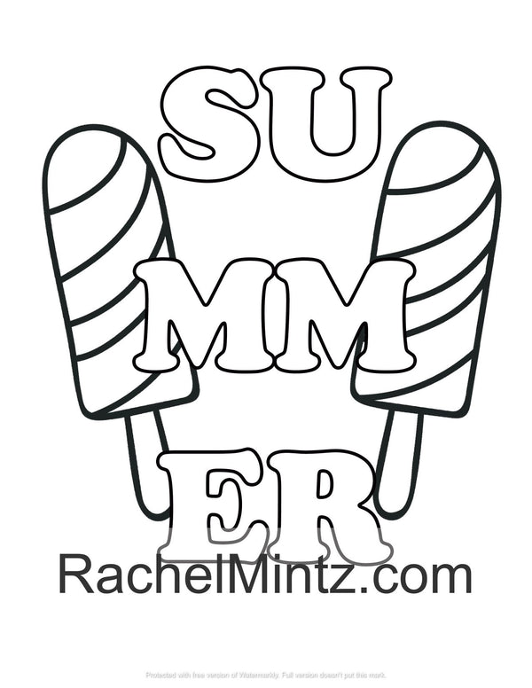 Ice Cream Summer - EASY LARGE PRINT Coloring Book (Digital PDF Format ...