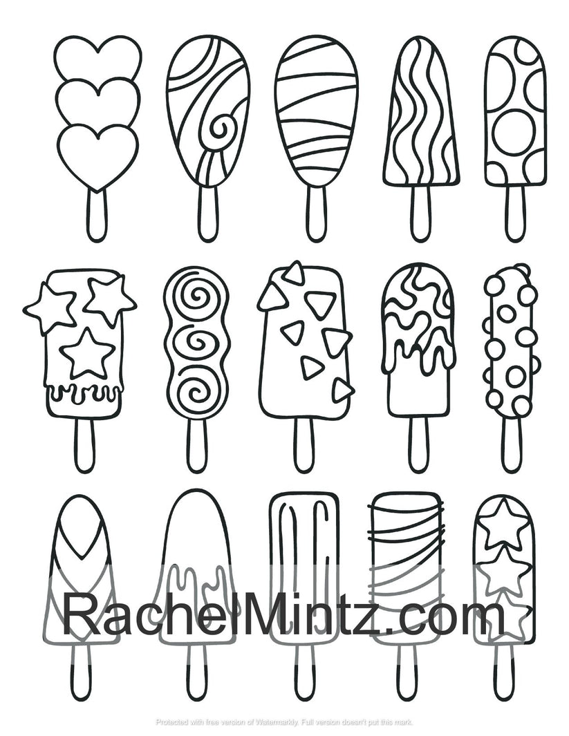 Ice Cream Summer - EASY LARGE PRINT Coloring Book (Digital PDF Format ...