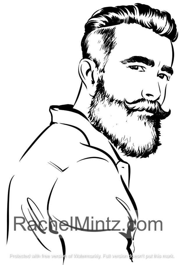 Men - Male Portraits of Handsome Guys Coloring (PDF Book) – Rachel ...