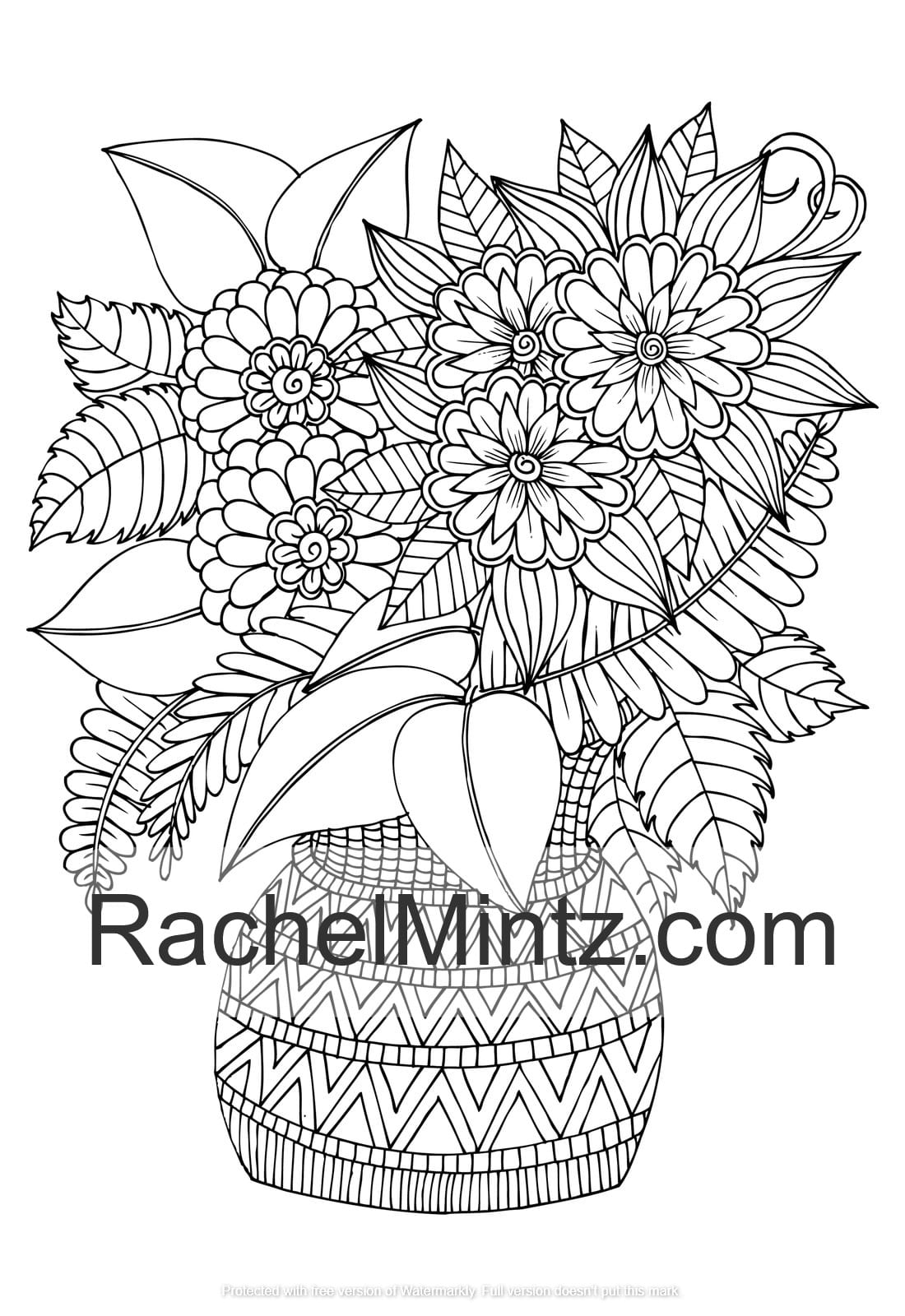 My Flowers Bouquet Coloring Book - Vases & Pots With Beautiful Summer ...