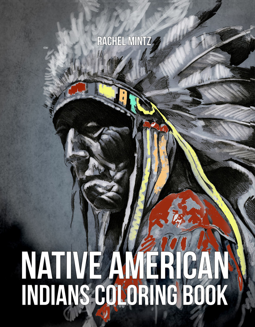 Native American Indians Coloring (PDF Book)- Portraits, Chief Headdres ...