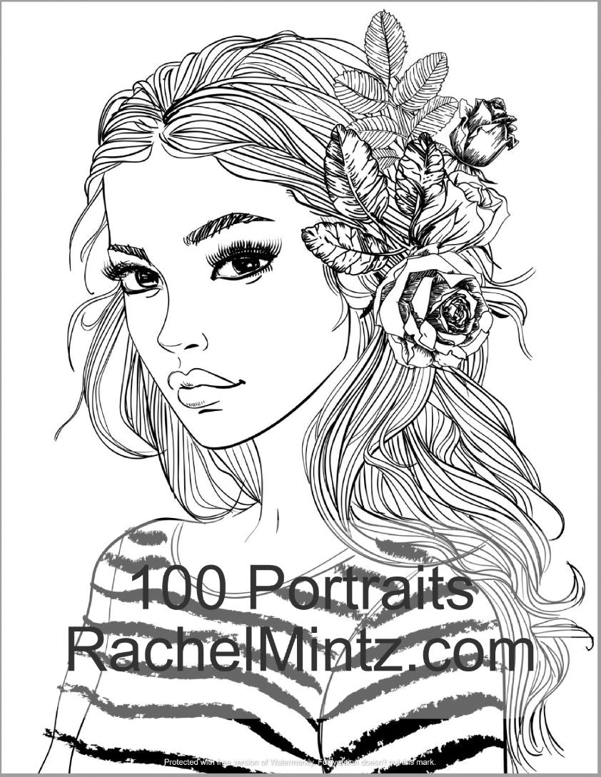 100 Gorgeous Portraits Coloring Book - 100 Best Portraits Collection F ...