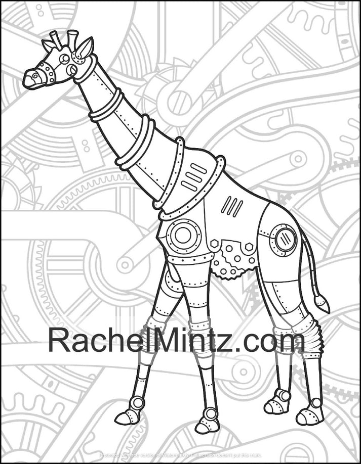 Steampunk Animals Coloring Book #1 - Vintage Mechanical Style, Retro F ...