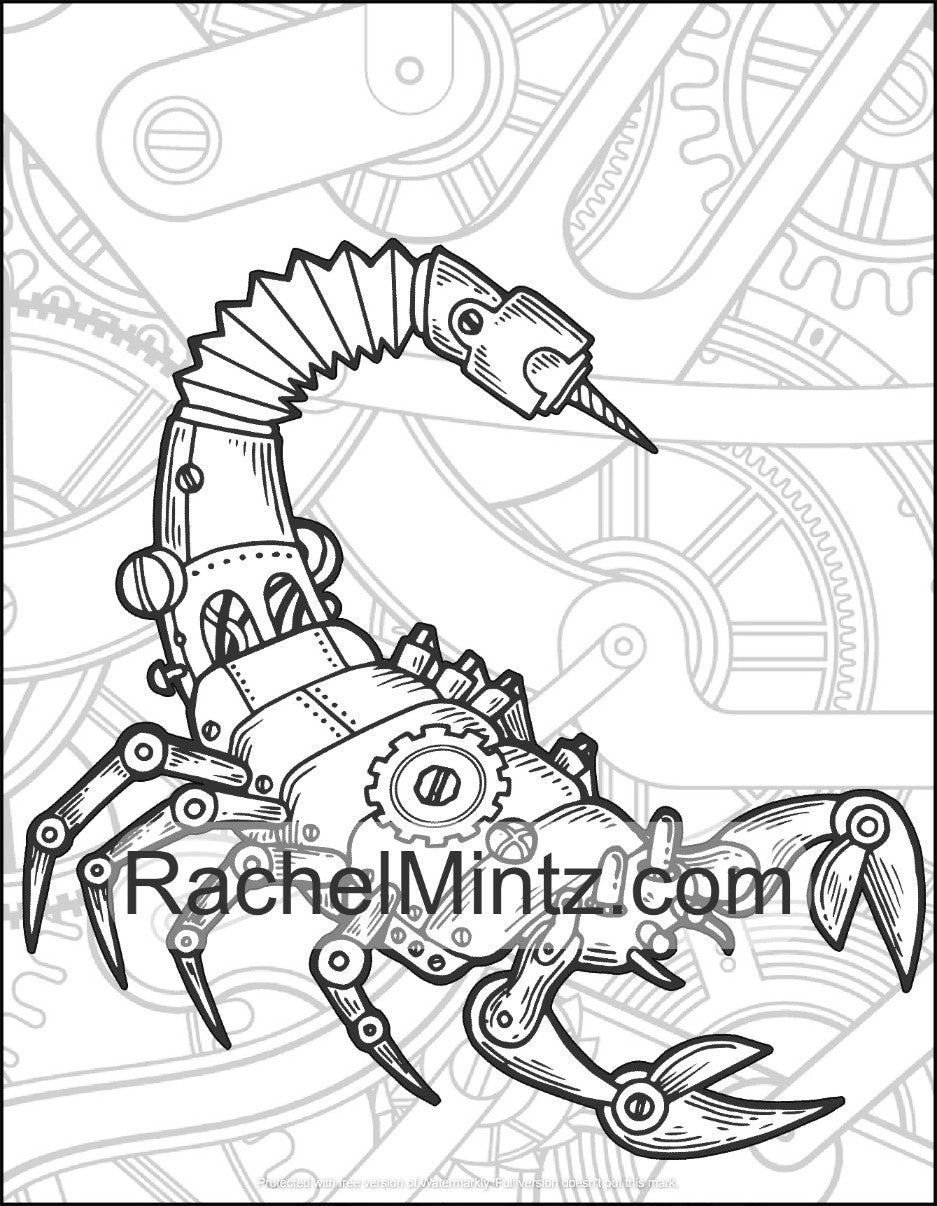Steampunk Animals Coloring Book #1 - Vintage Mechanical Style, Retro F ...