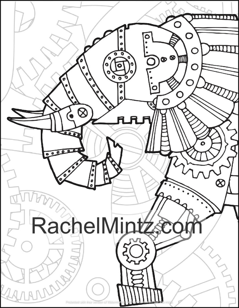 Steampunk Animals Coloring Book #1 - Vintage Mechanical Style, Retro F ...
