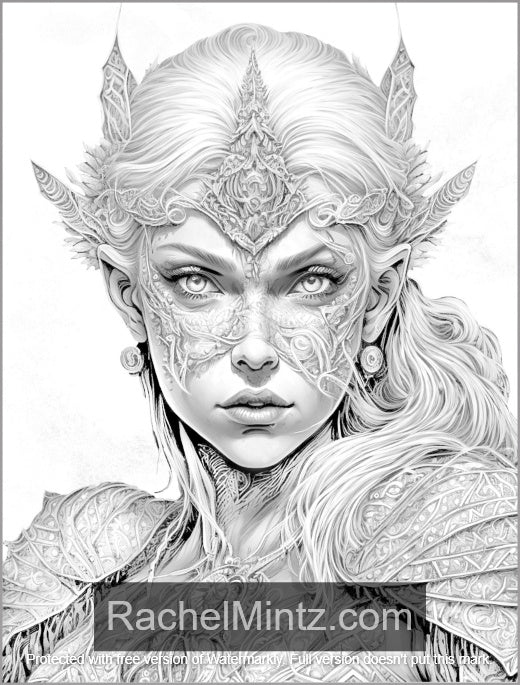 The Order of Paladin - Grayscale Coloring Book, Gorgeous Fantasy Queen ...