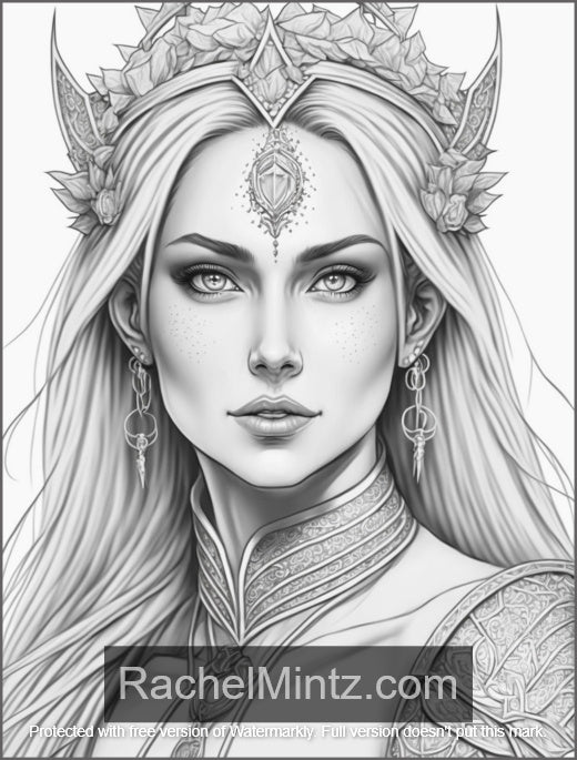 The Order of Paladin - Grayscale Coloring Book, Gorgeous Fantasy Queen ...