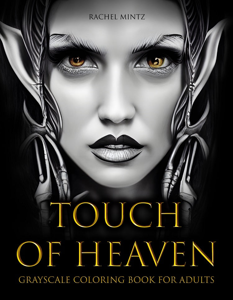 Touch of Heaven - Grayscale Coloring Book Fantasy Portraits, AI Genera ...