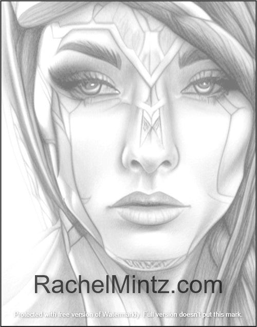 Touch of Heaven - Grayscale Coloring Book Fantasy Portraits, AI Genera ...