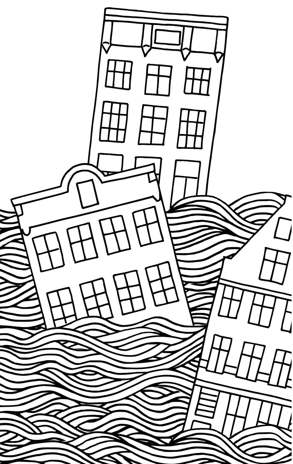 Urban Mess - Anti Stress Detailed Houses & Buildings, Seamless Archite ...