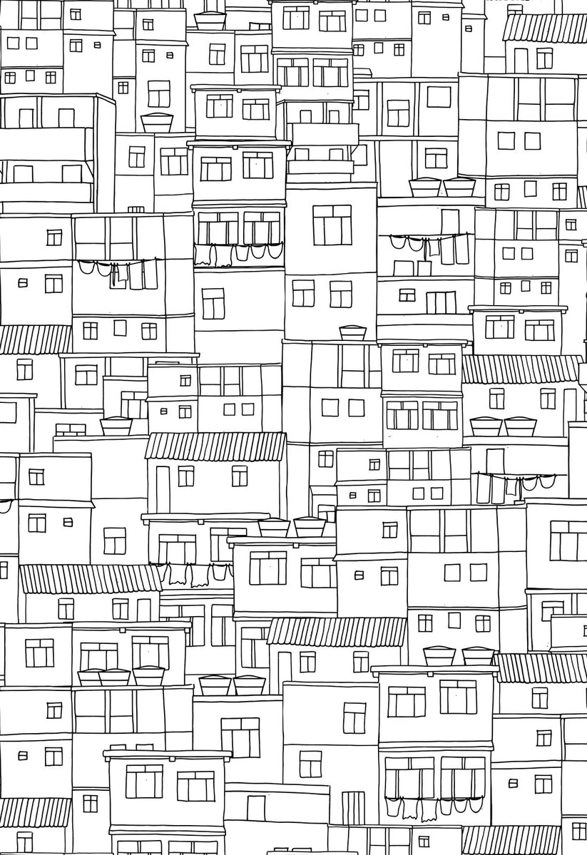 Urban Mess - Anti Stress Detailed Houses & Buildings, Seamless Archite ...
