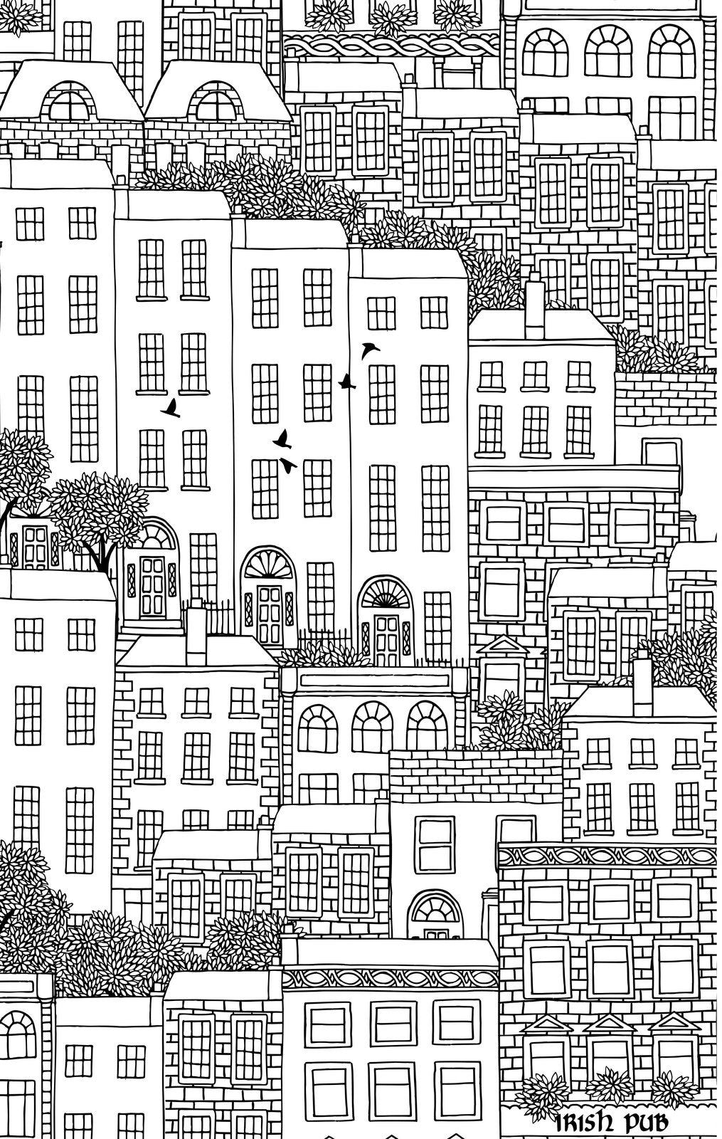 Urban Mess - Anti Stress Detailed Houses & Buildings, Seamless Archite ...