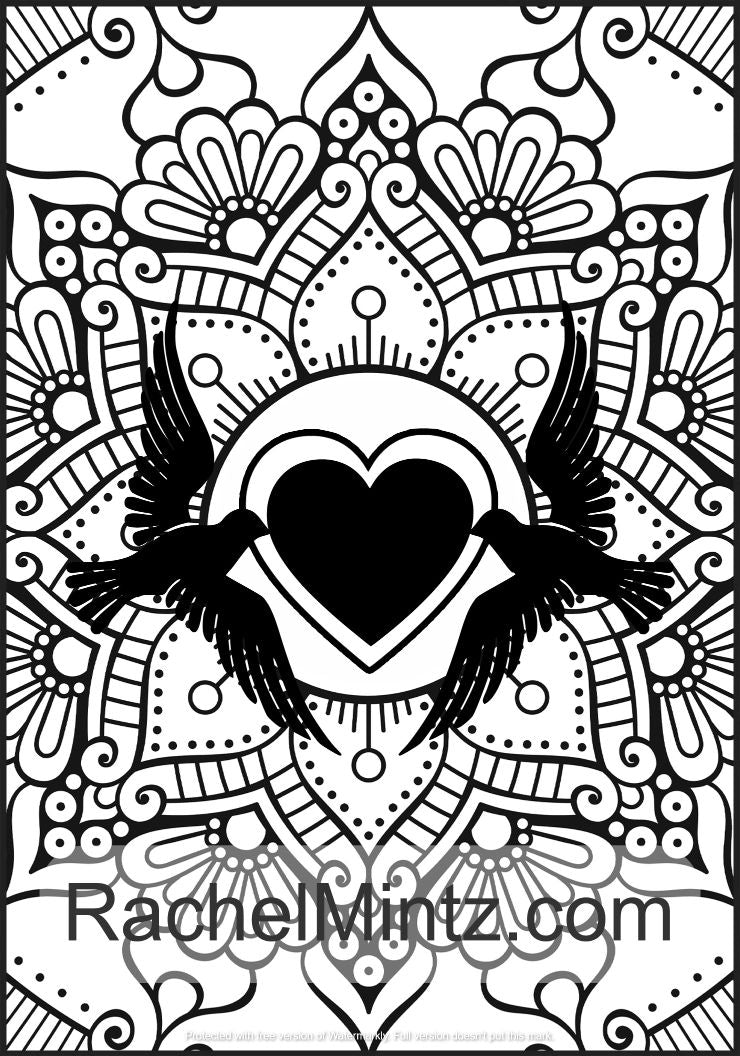 Love & Romance - Valentines Day Mandala Silhouettes, Unique Easy Desig ...