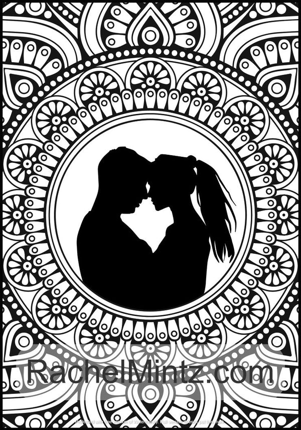 Love & Romance - Valentines Day Mandala Silhouettes, Unique Easy Desig ...